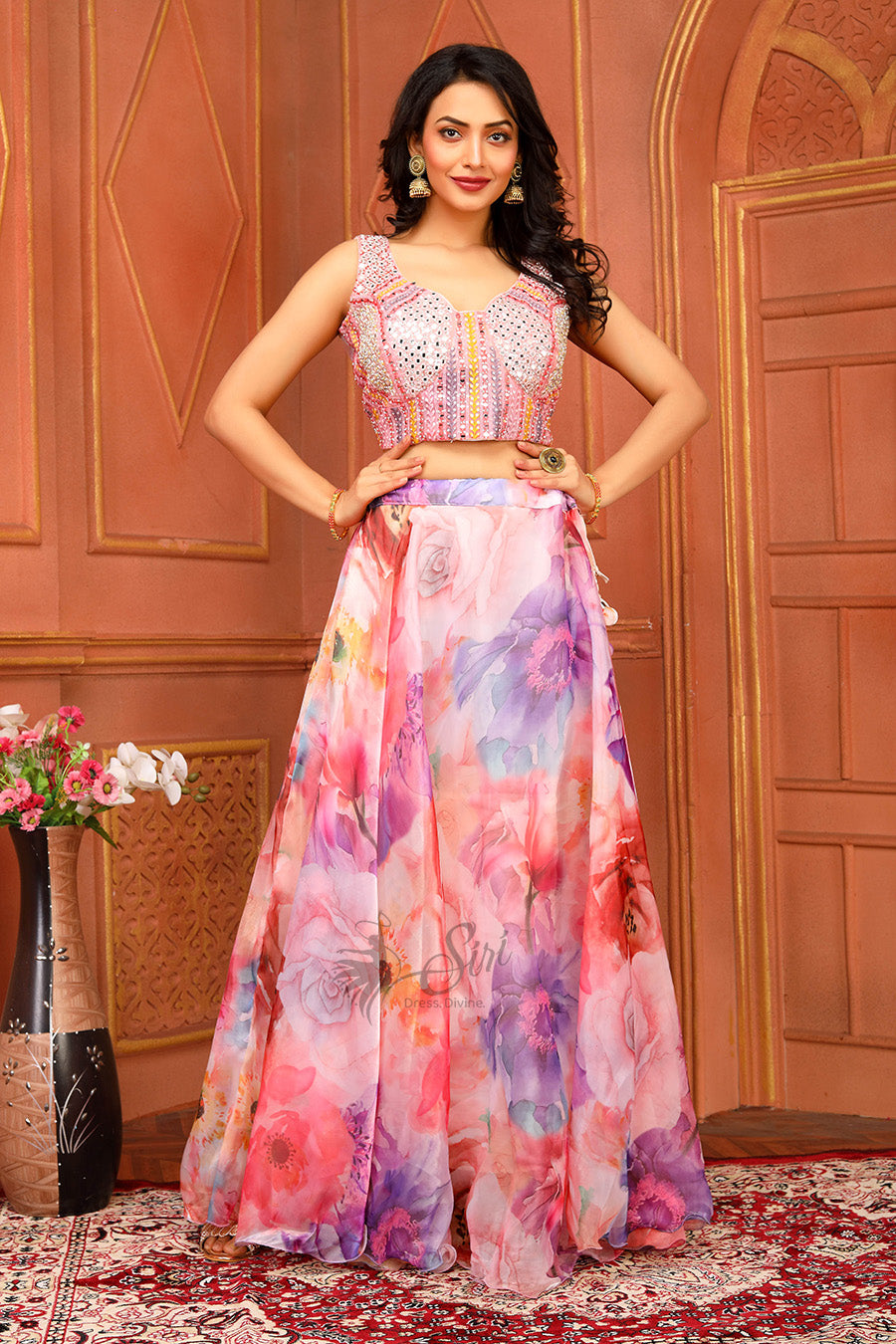 Multi Colour Organza Crop Top Sirifashion